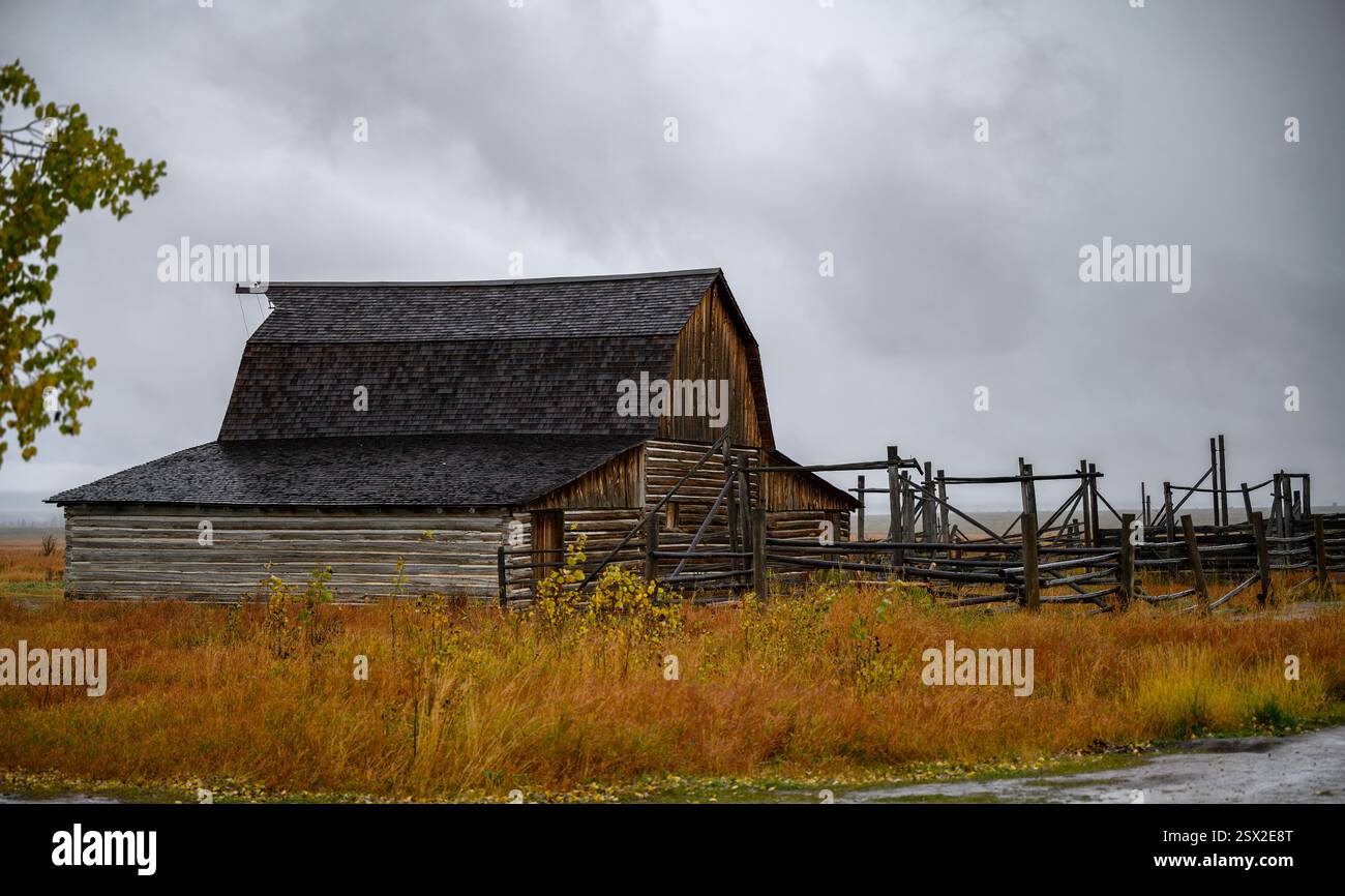 John Moulton Barn on a rainy and cloudy fall day Stock Photo - Alamy