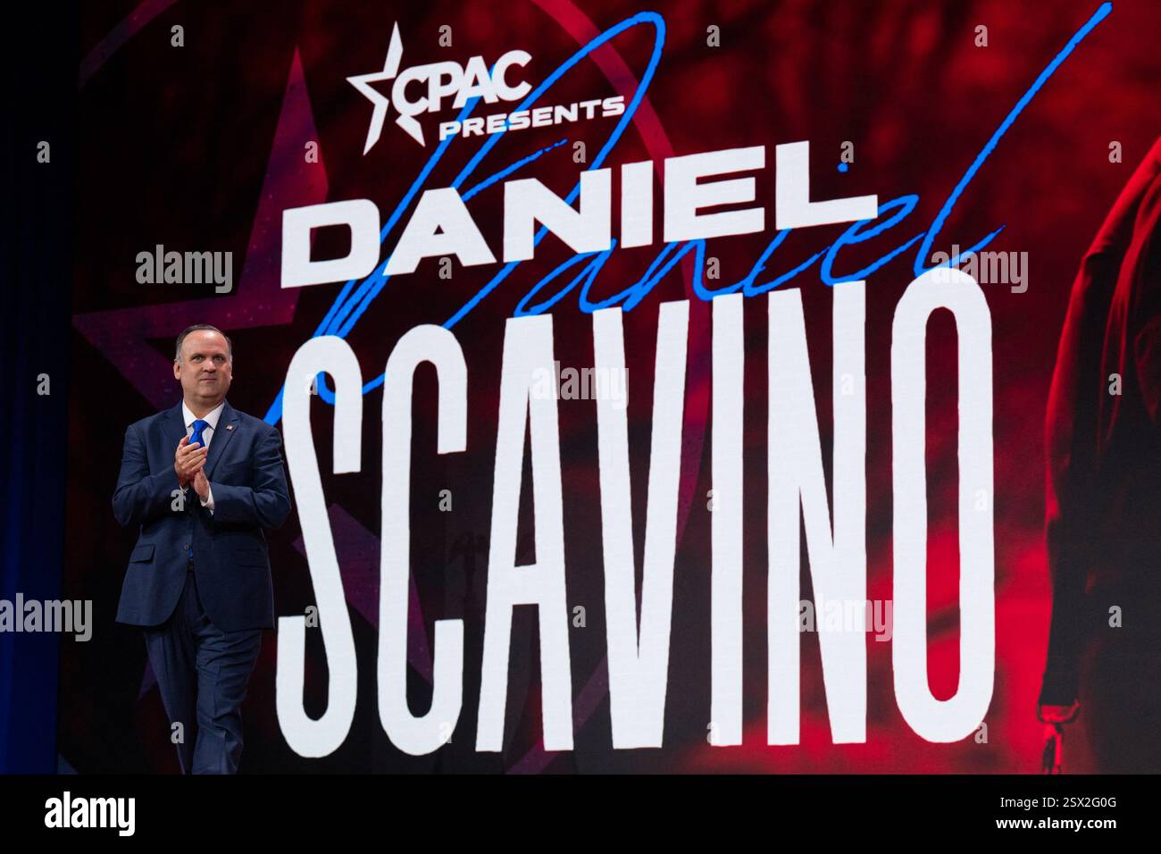 Former White House Deputy Chief of Staff Dan Scavino speaks at the 2025 ...