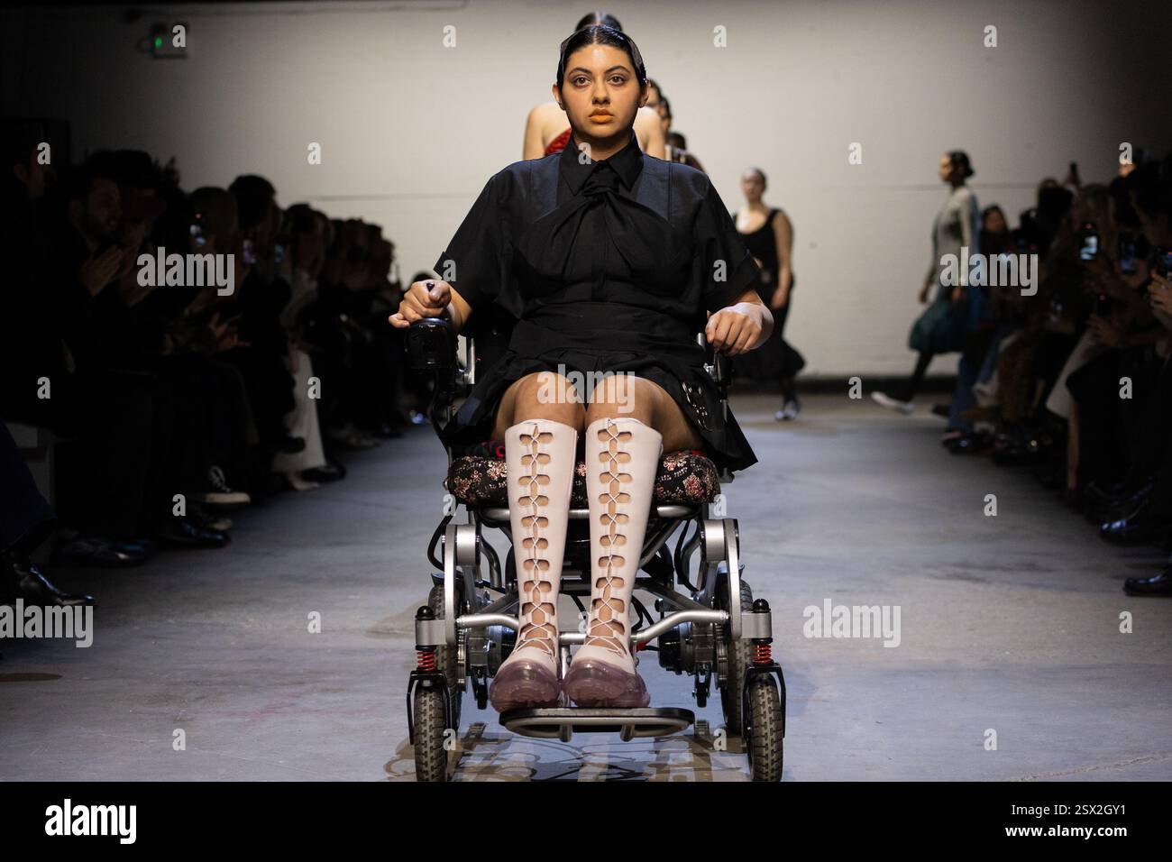 London, UK. Saturday February 22, 2025. A model on the catwalk at the ...