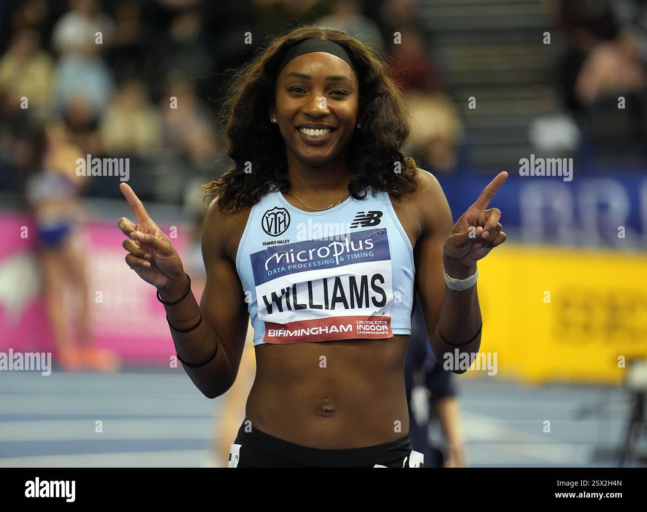 Bianca Williams celebrates winning the Women's 60m Final on day one of ...