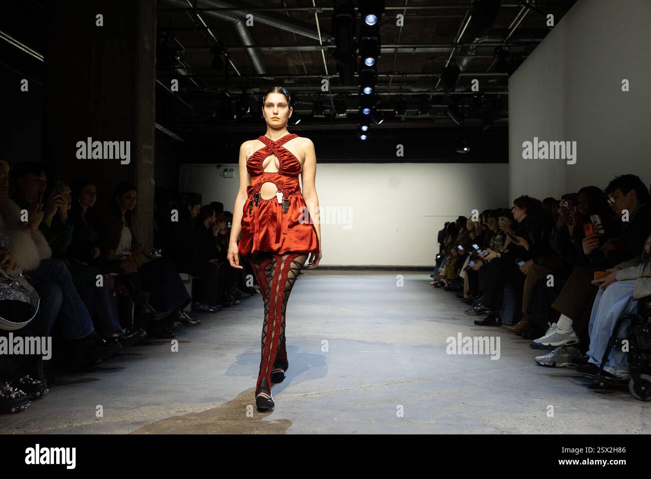 London, UK. Saturday February 22, 2025. A model on the catwalk at the ...