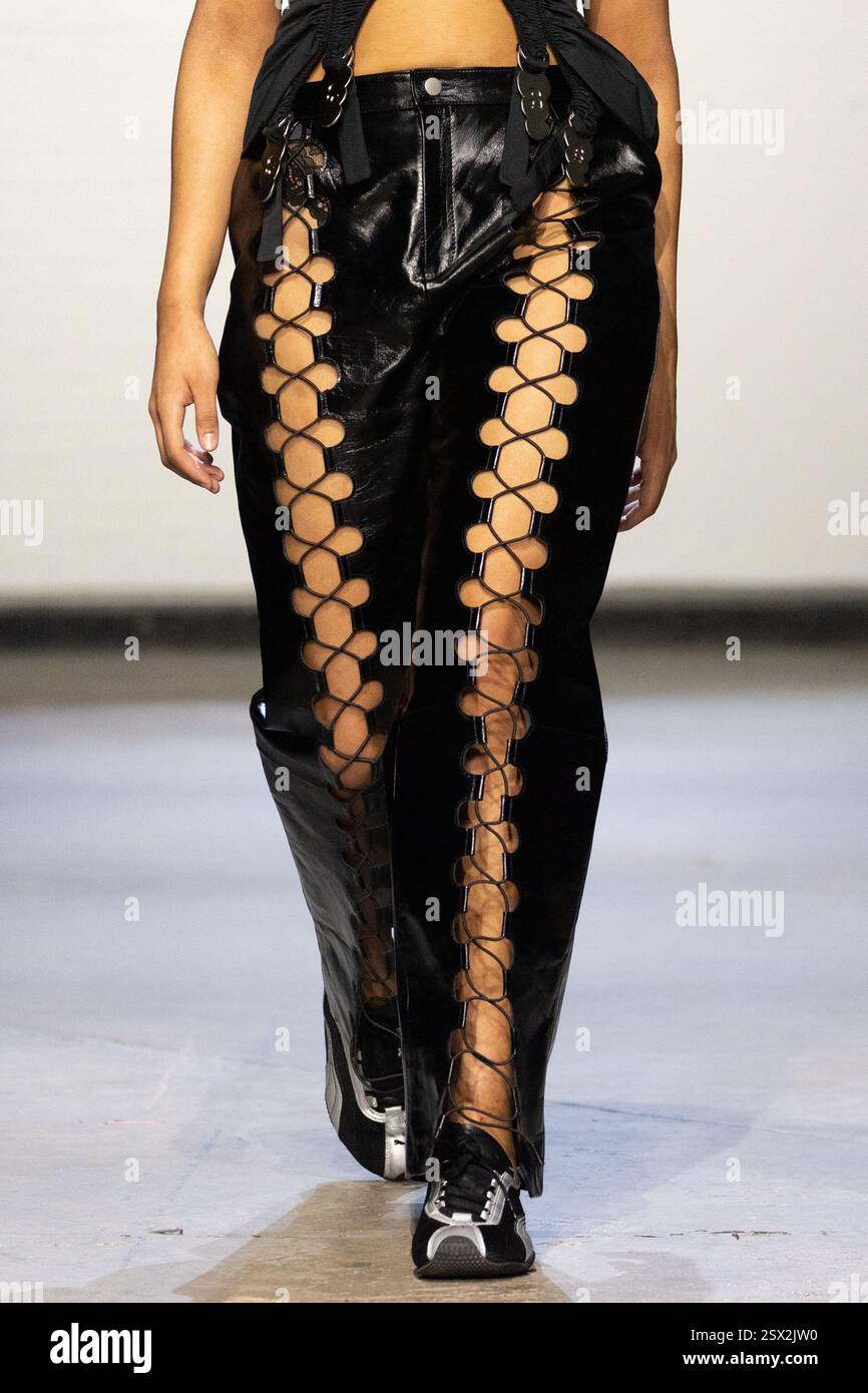 London, UK. Saturday February 22, 2025. A model on the catwalk at the ...