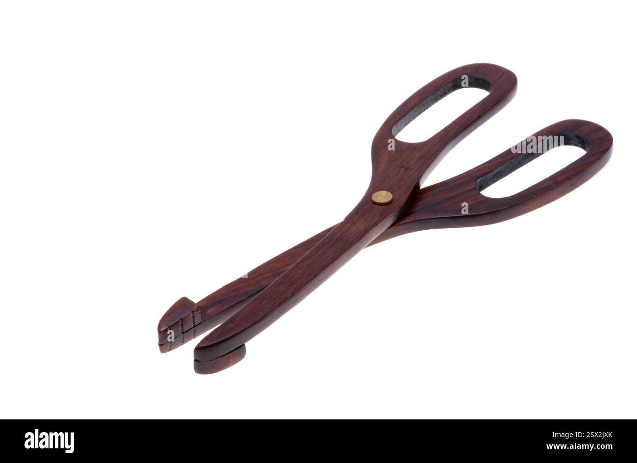 wooden kitchen tongs isolated on white background Stock Photo - Alamy
