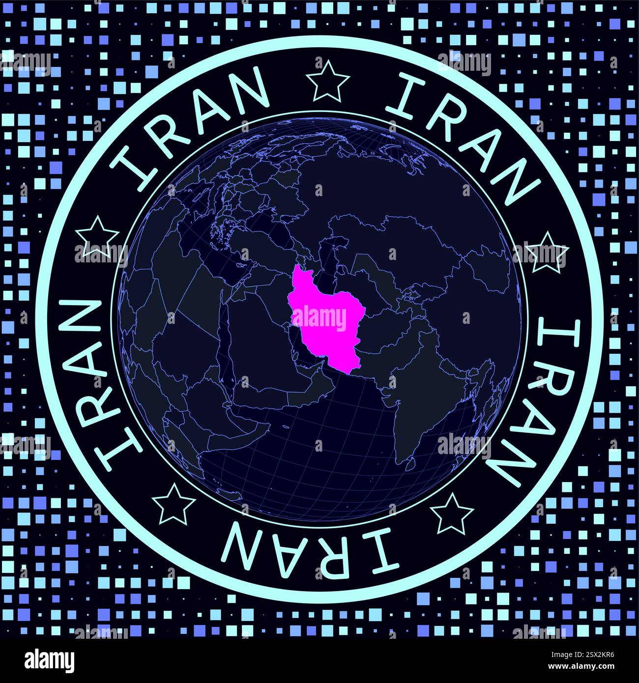 Iran on globe vector. Futuristic satellite view of the world centered ...