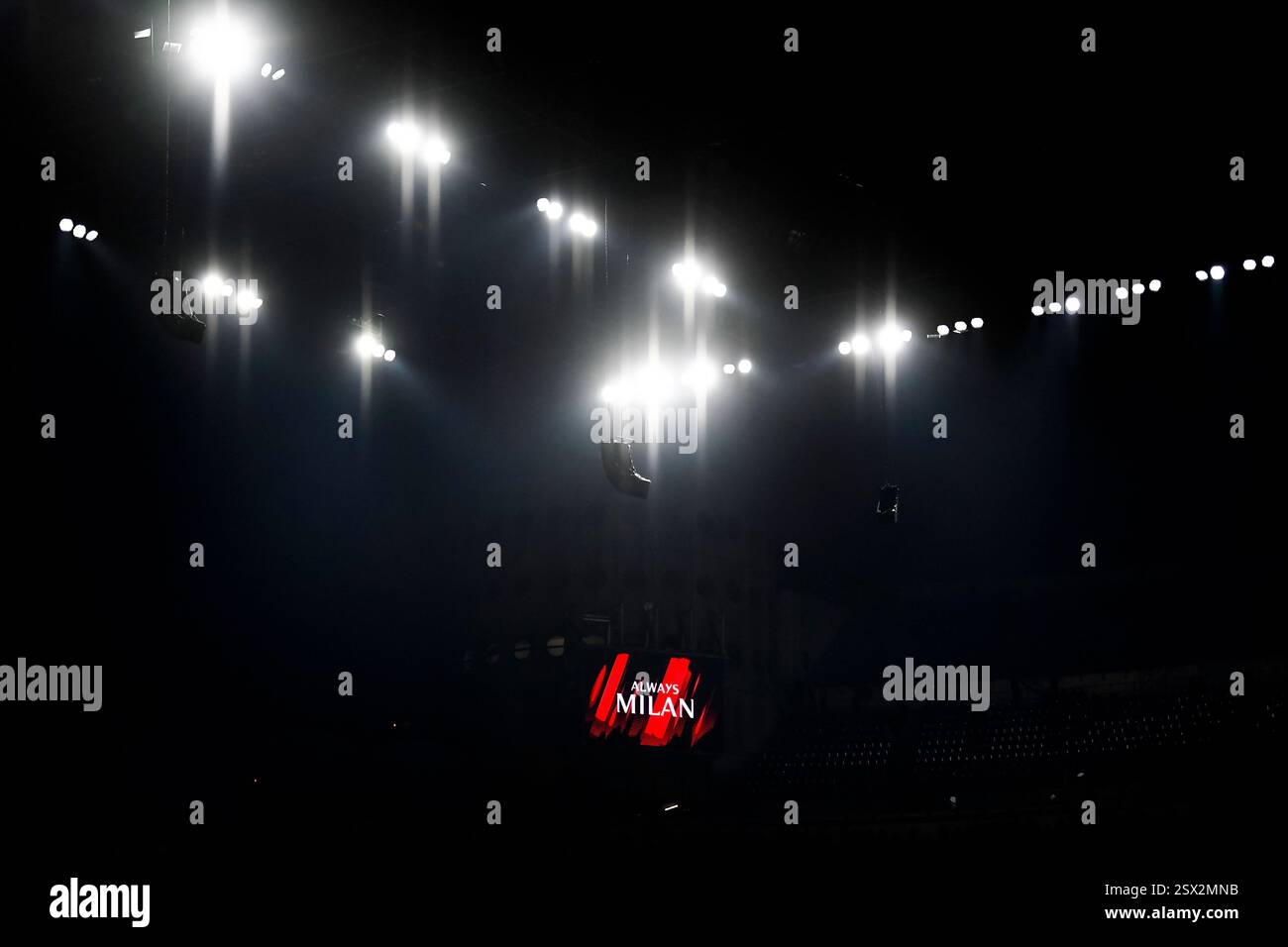 The words ‘always Milan’ are displayed on the big screen during the ...