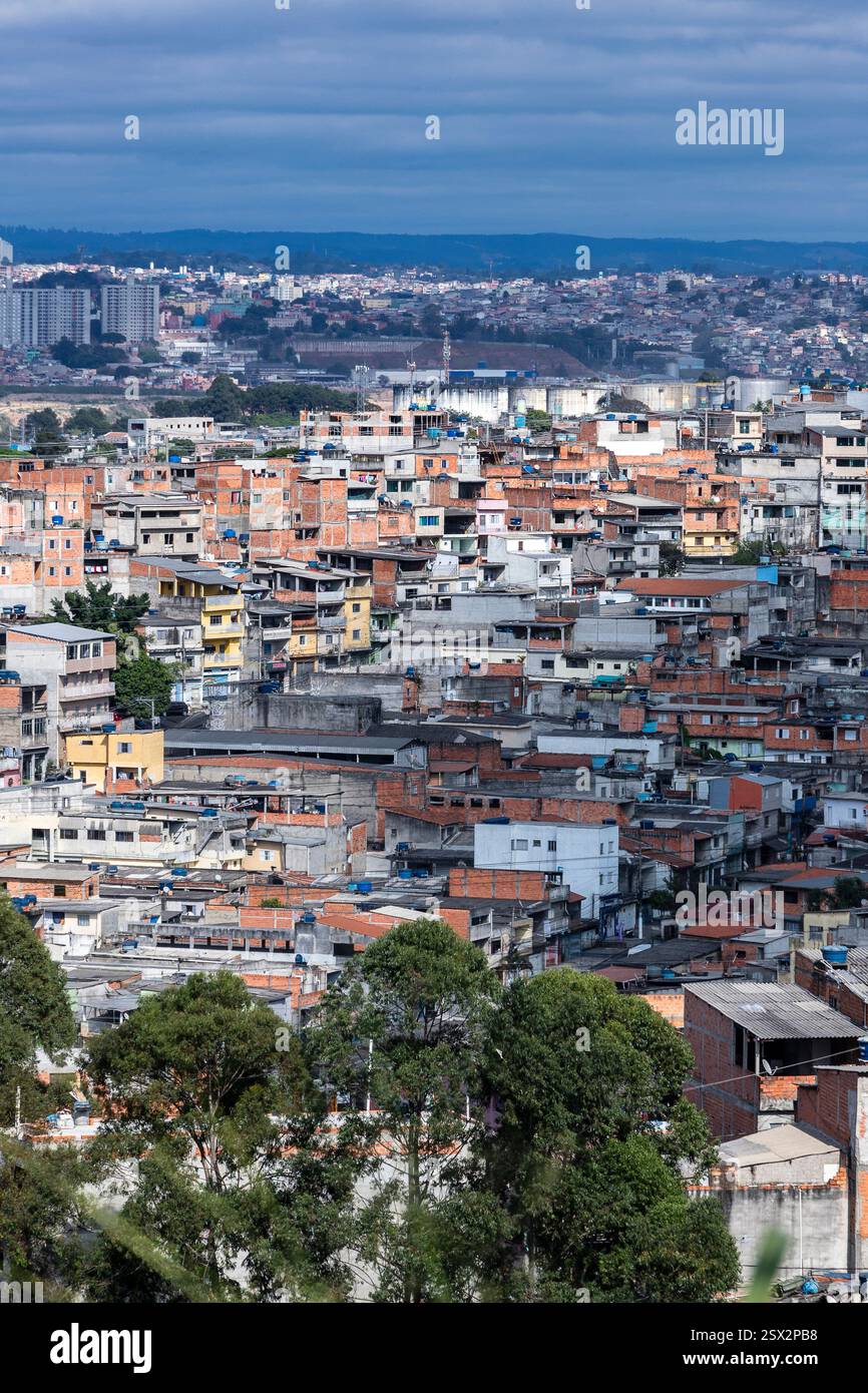 View of favela buildings, poor neighborhood of Osasco, peripheral city ...