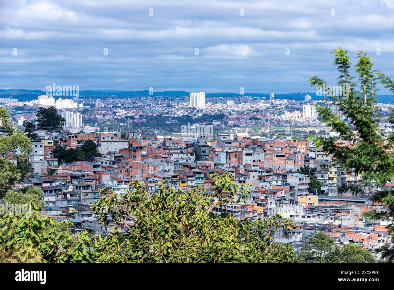 View of favela buildings, poor neighborhood of Osasco, peripheral city ...