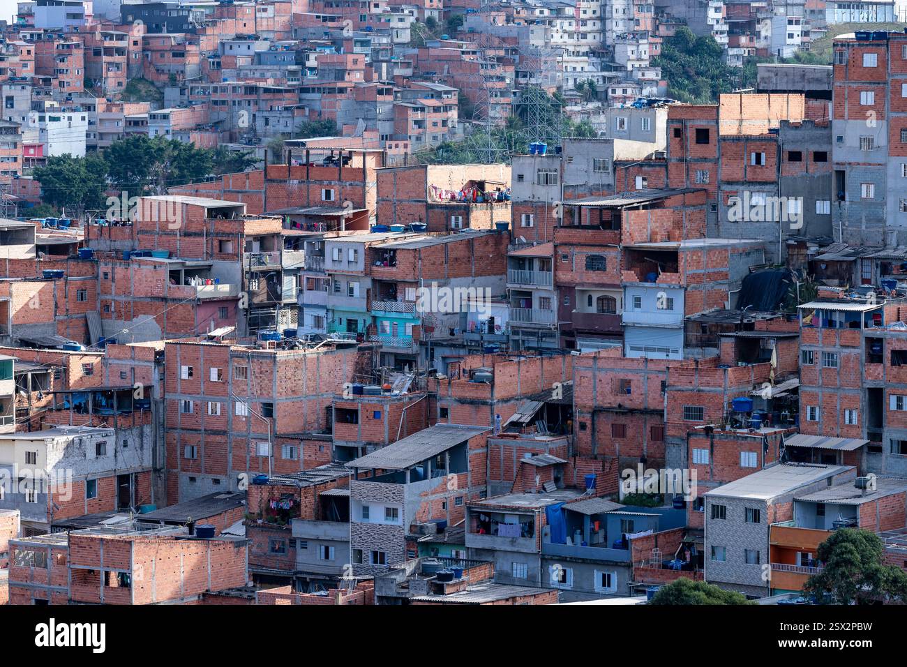 View of favela buildings, poor neighborhood of Osasco, peripheral city ...