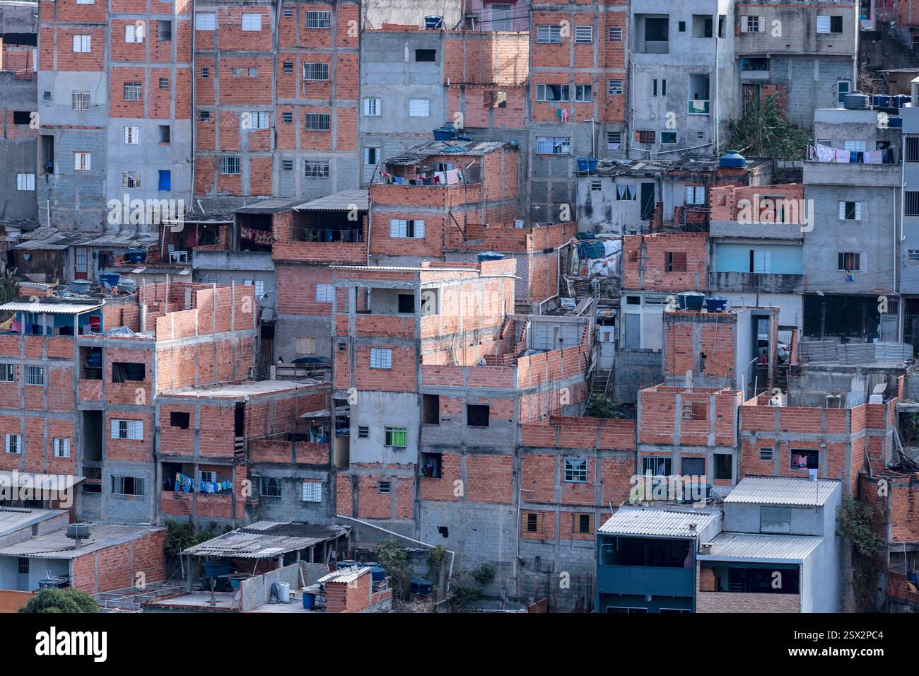 View of favela buildings, poor neighborhood of Osasco, peripheral city ...
