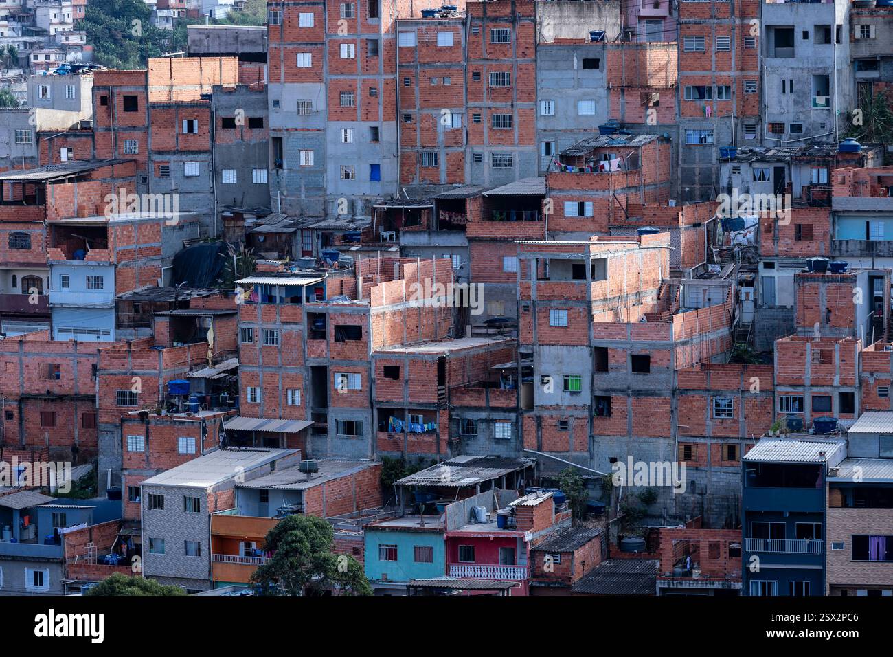 View of favela buildings, poor neighborhood of Osasco, peripheral city ...