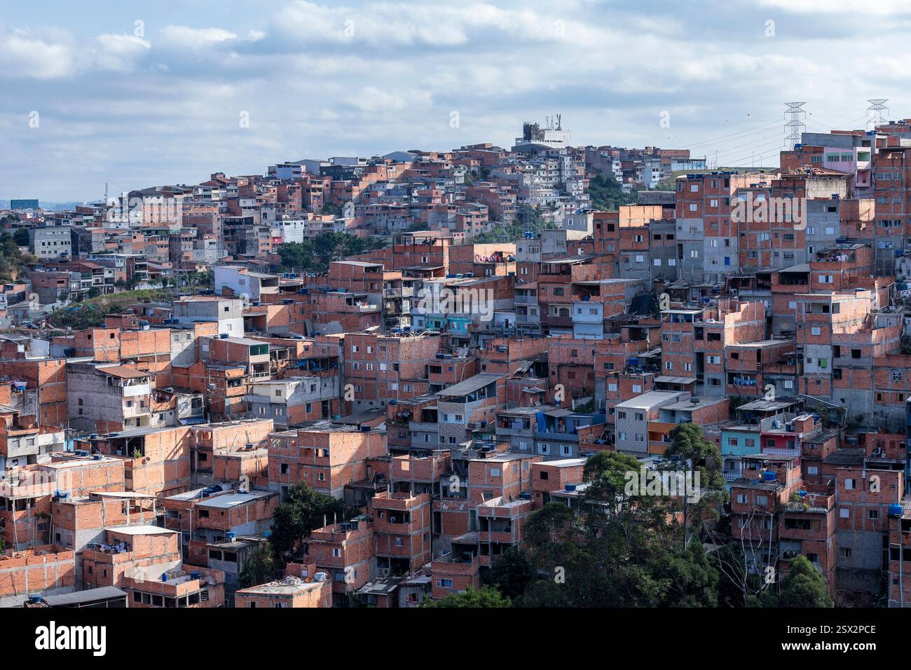 View of favela buildings, poor neighborhood of Osasco, peripheral city ...