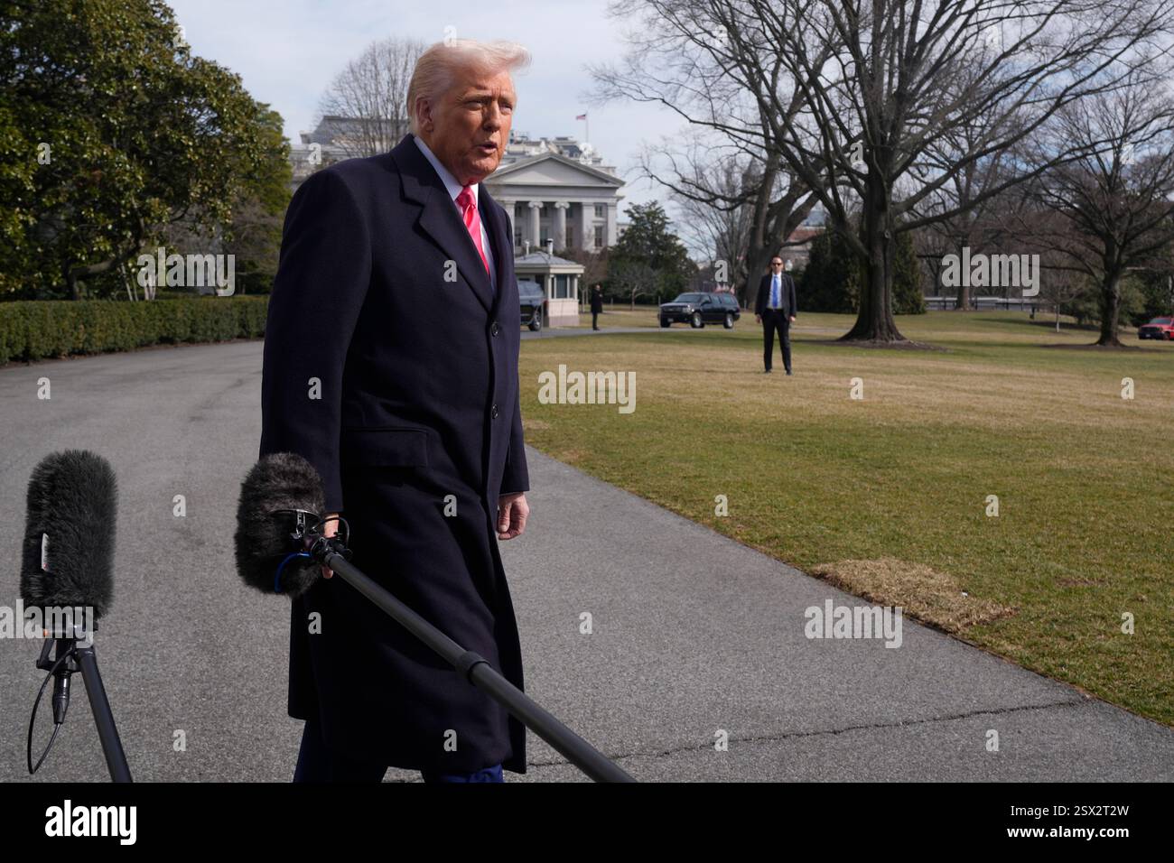 President Donald Trump departs after speaking to reporters at the White ...