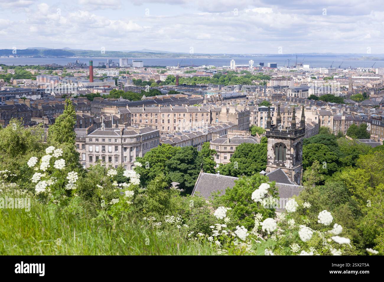 A scenic view of historic buildings in Edinburgh viewed from Calton ...