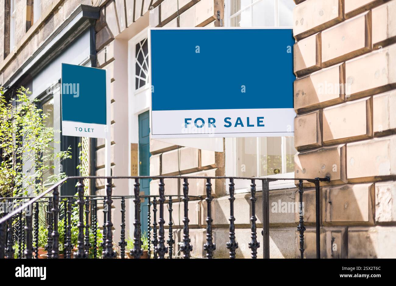 Blank house for sale sign template outside a Georgian town house in a ...