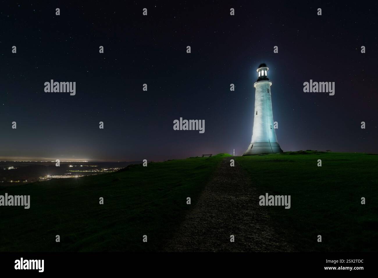Hoad Monument Illuminated at Night, Ulverston, Cumbria Stock Photo - Alamy