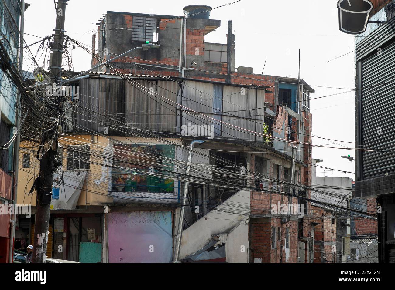 View of buildings in alleys of Paraisopolis, the largest favela in São ...