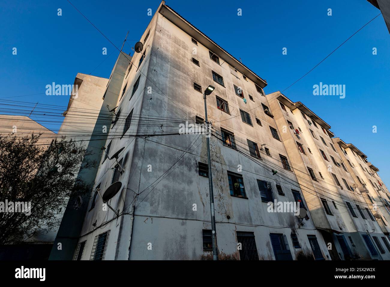 View of popular housing buildings in a condominium in the Paraisopolis ...