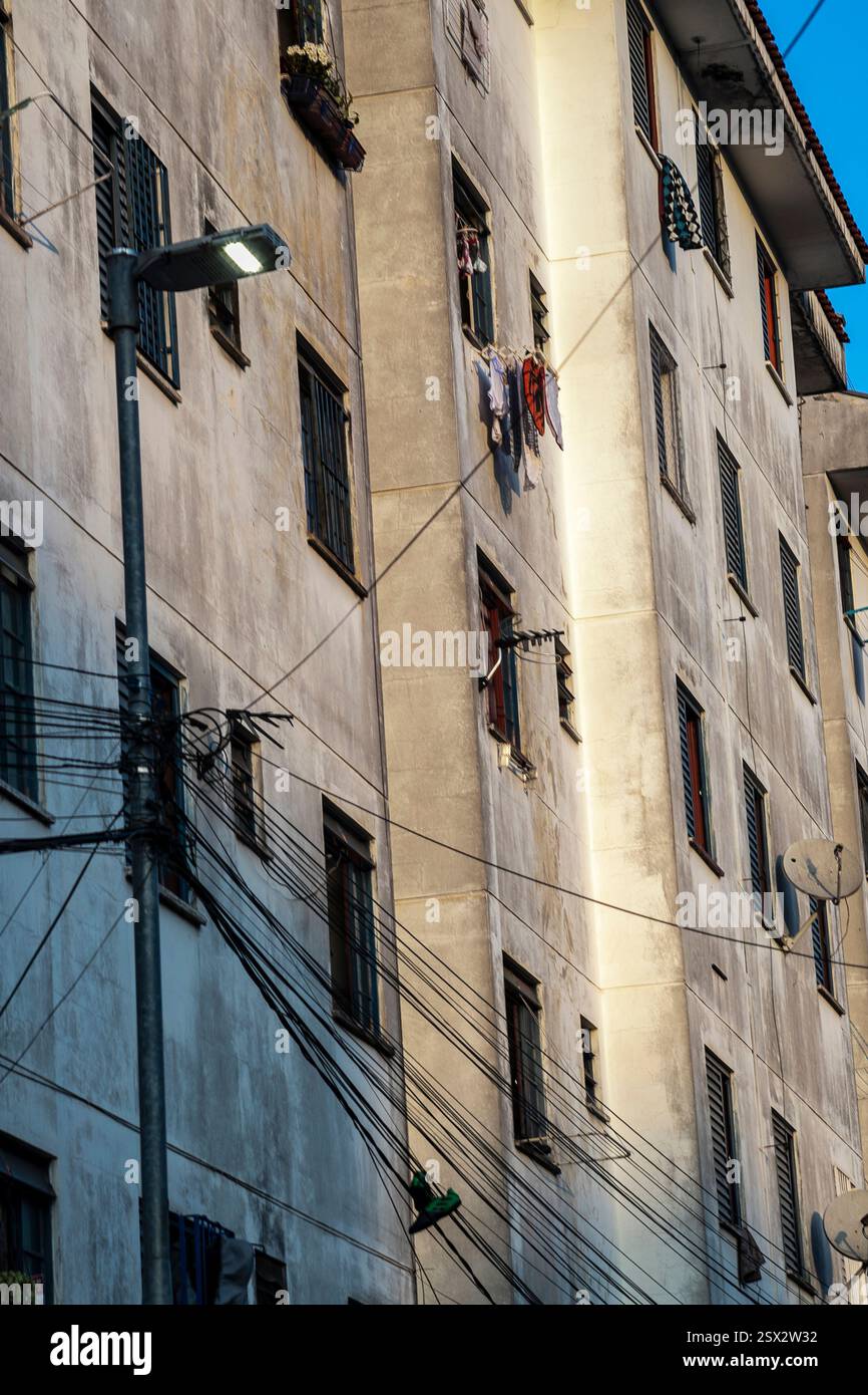 View of popular housing buildings in a condominium in the Paraisopolis ...