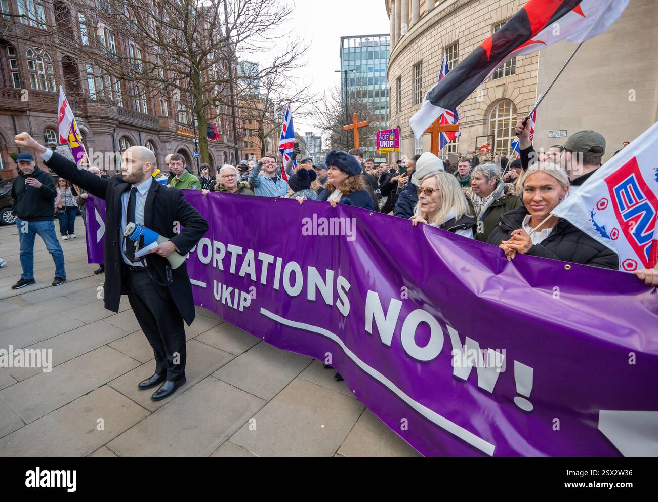 Nick Tenconi gives raised arm salute. UKIP demonstration led by UKIP ...