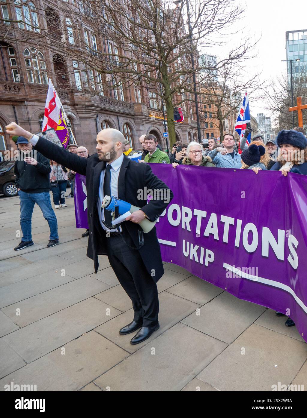 Nick Tenconi gives raised arm salute. UKIP demonstration led by UKIP ...