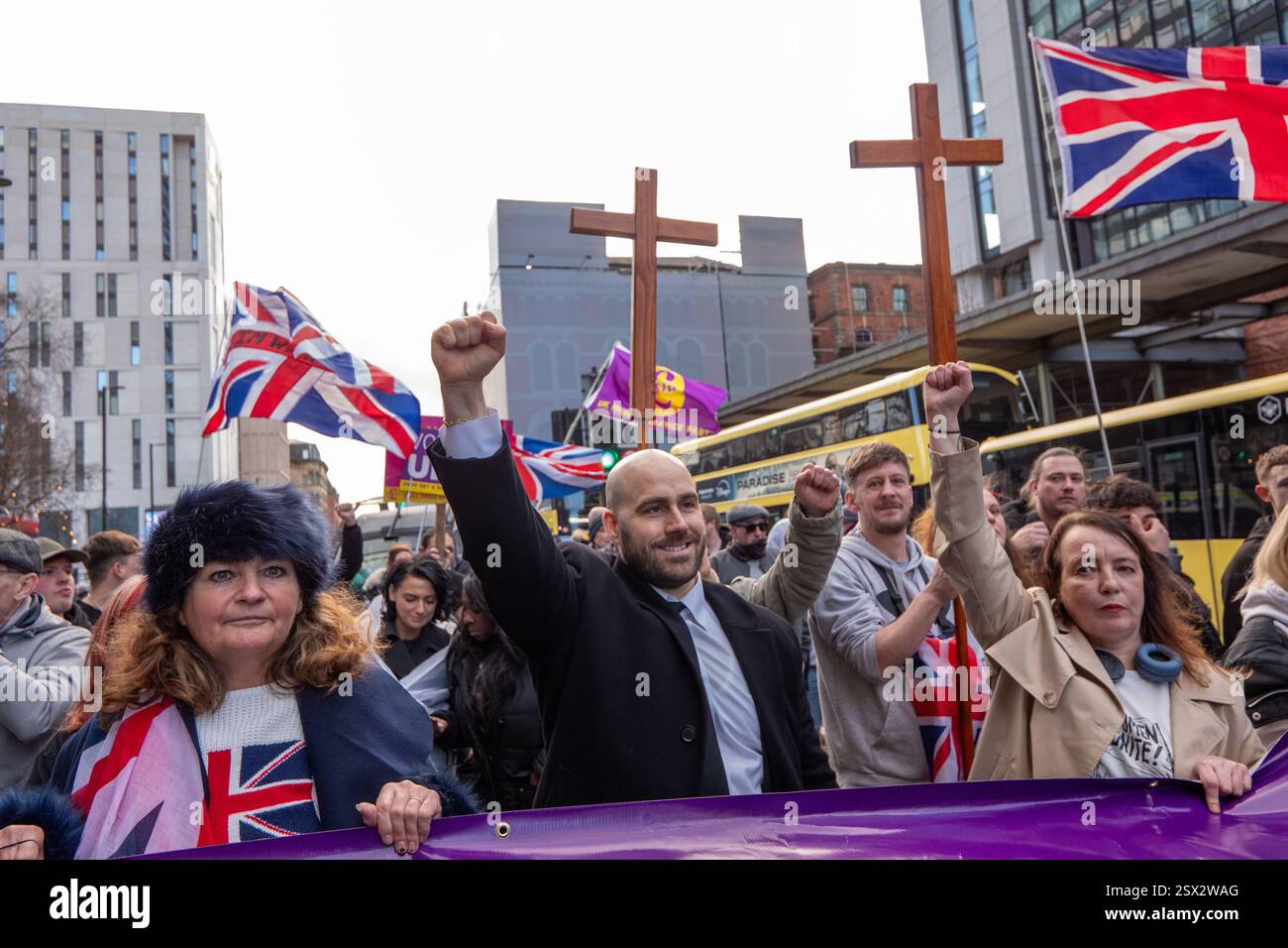 Nick Tenconi gives raised arm salute. UKIP demonstration led by UKIP ...