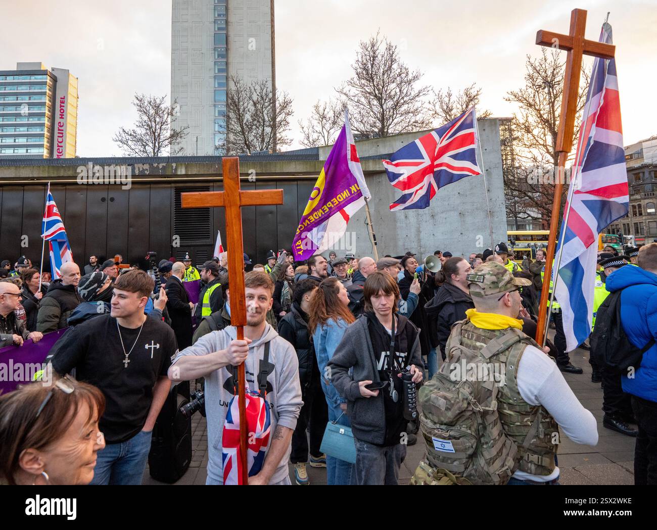 UKIP supporters carried wooden crosses and St george and union Jack ...
