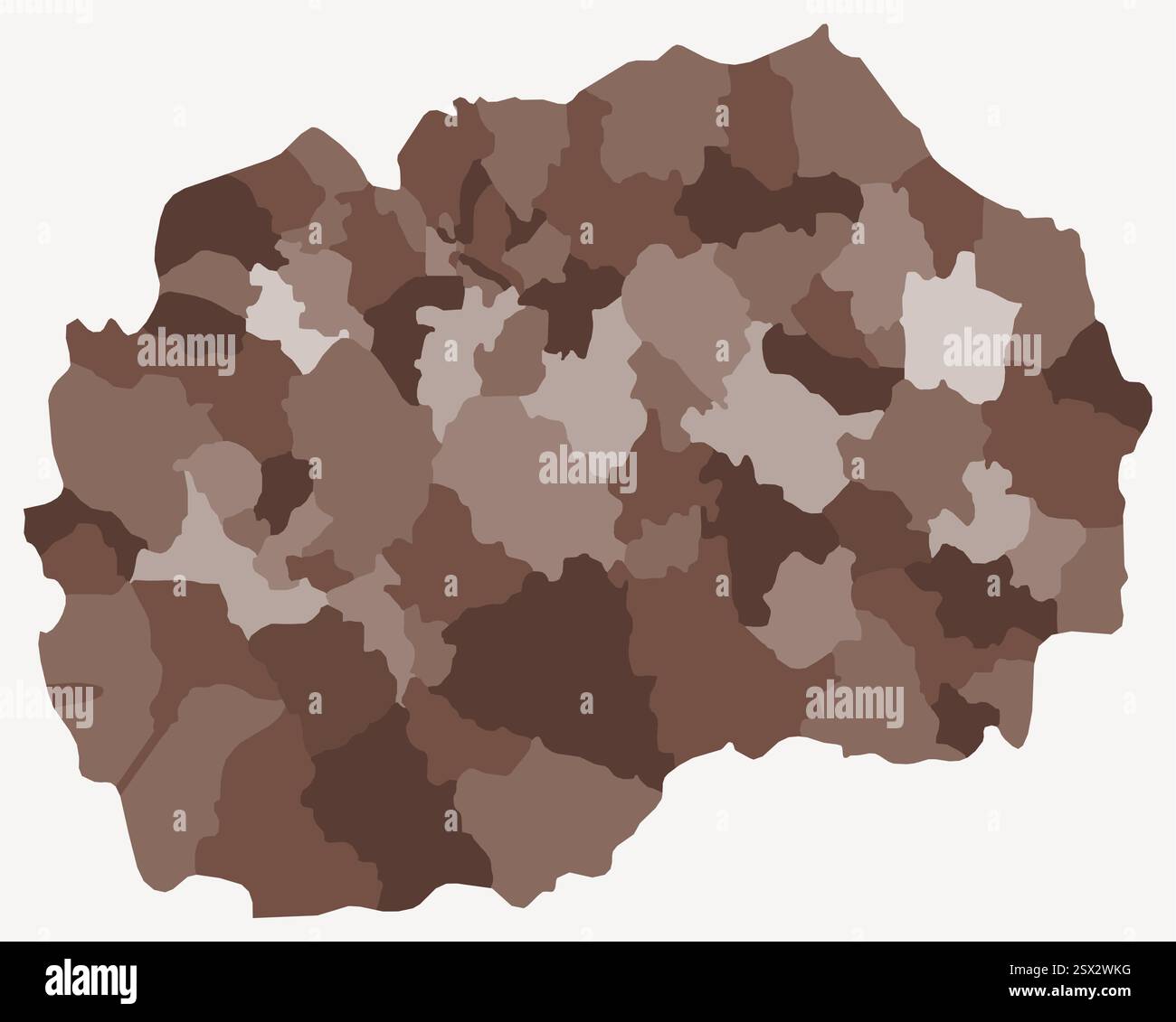 Map of North Macedonia with regions. Just a simple country border map ...