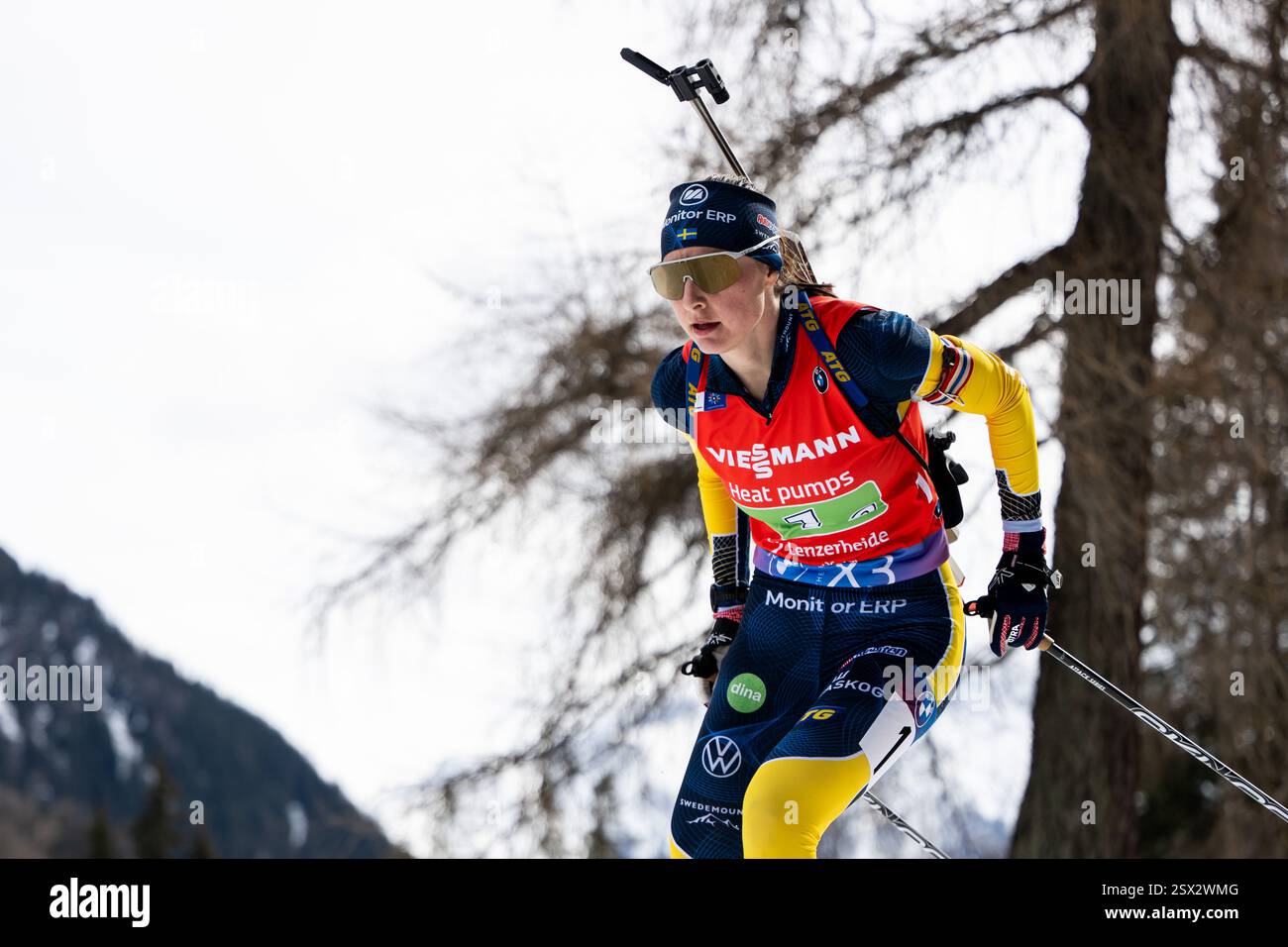 Ella Halvarsson of, Sweden. , . competes in women's 4 x 6 km relay ...
