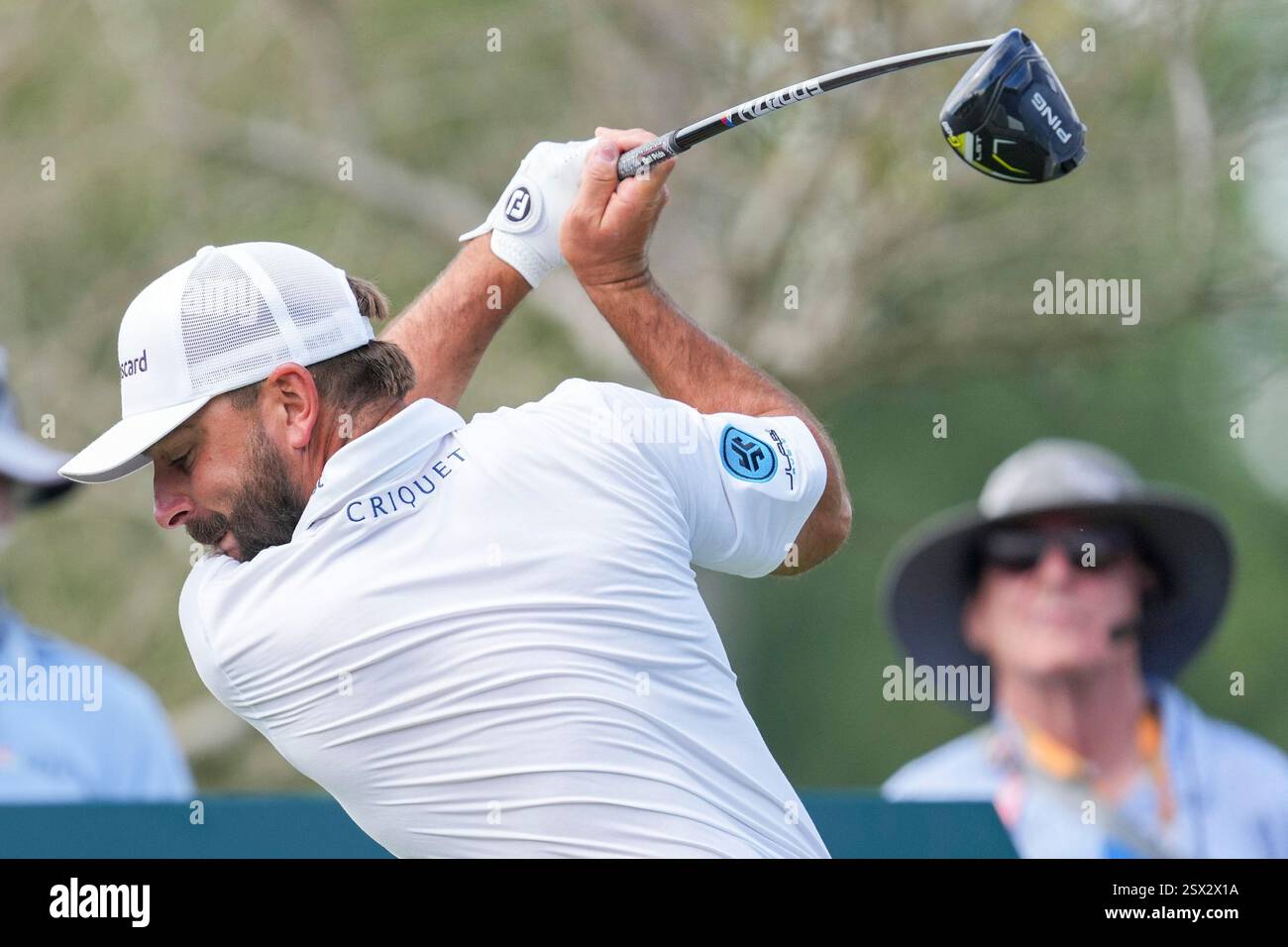 Stephan Jaeger, of Germany, tees off on the second hole during the ...