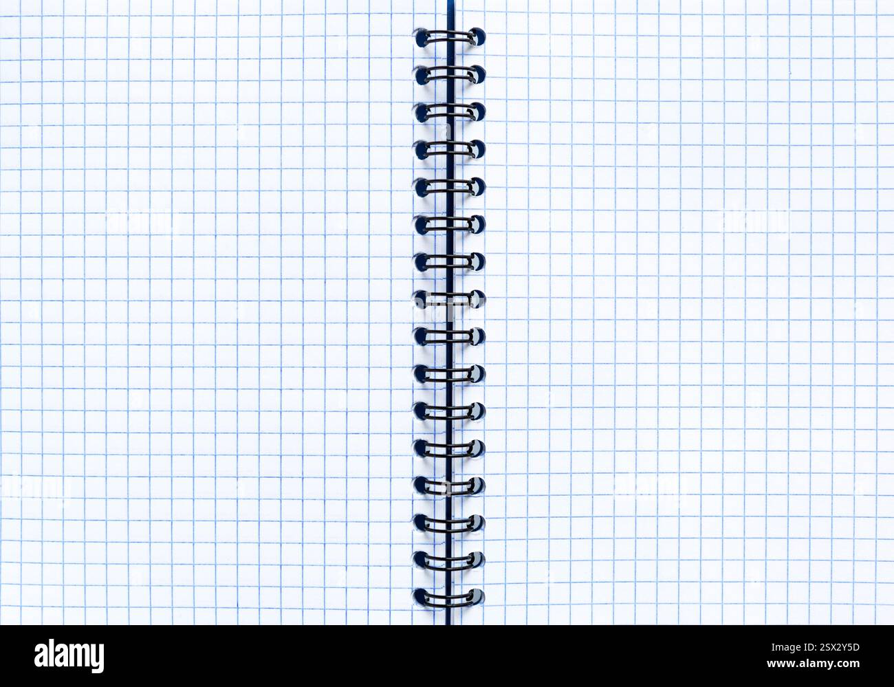 Blank white and blue notebook grid paper background. Squared open ...