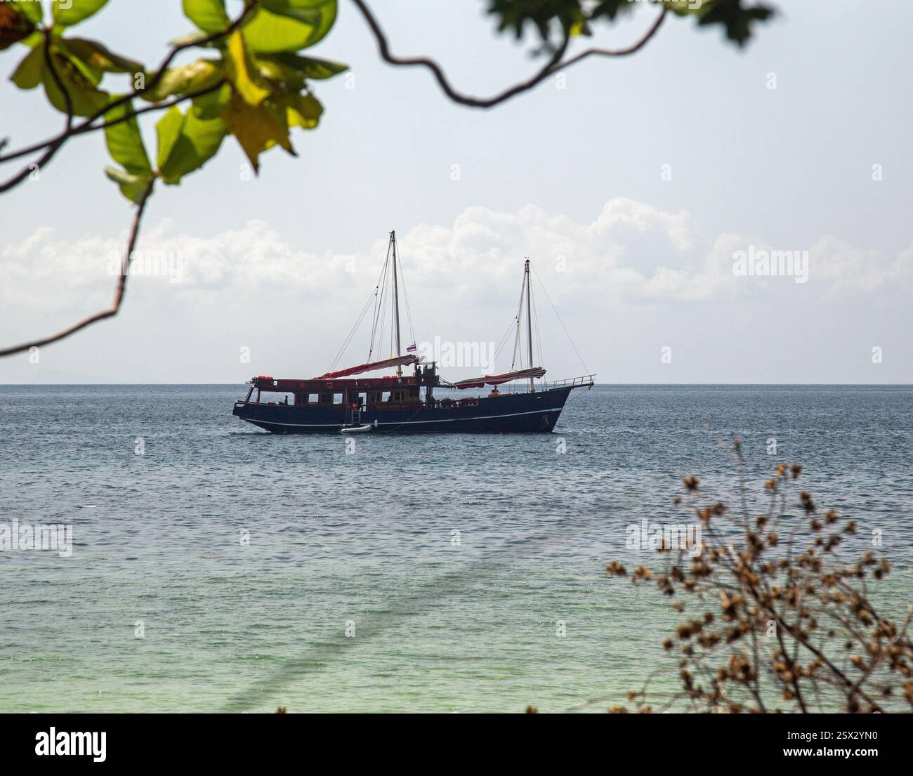 Koh Samui, Thailand, February 6th 2025, a sailing ship in the sea off ...