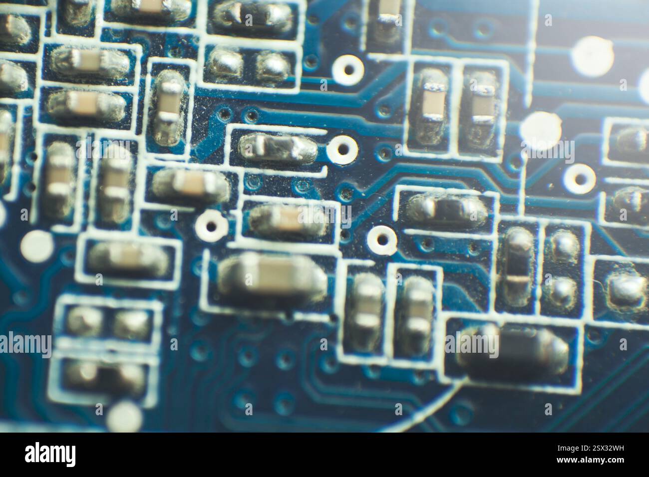 electronic circuit boards and solder components with chips Stock Photo ...