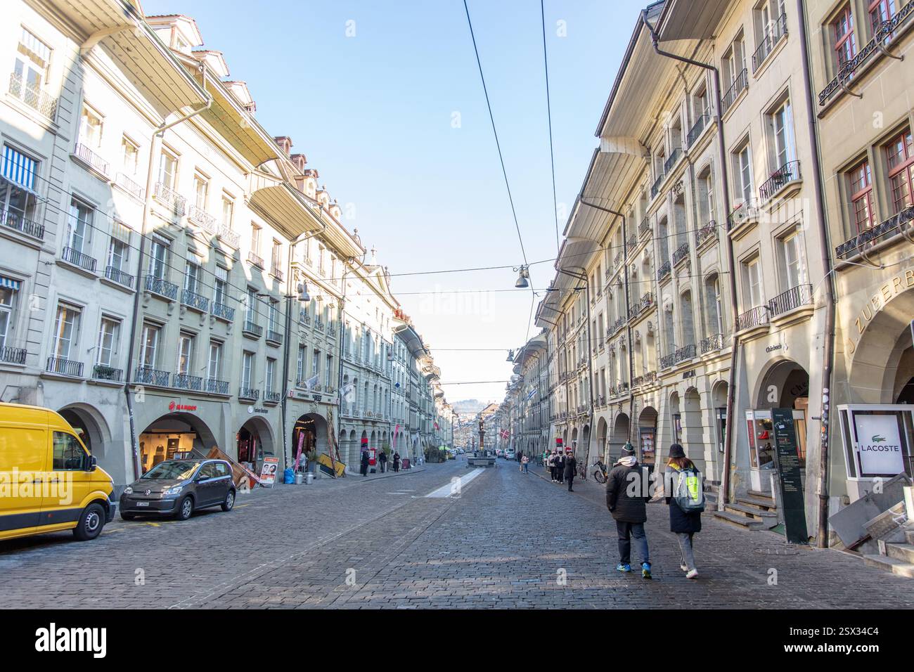 January 15, 2025. Switzerland, Bern. Kramgasse alley in old town ...