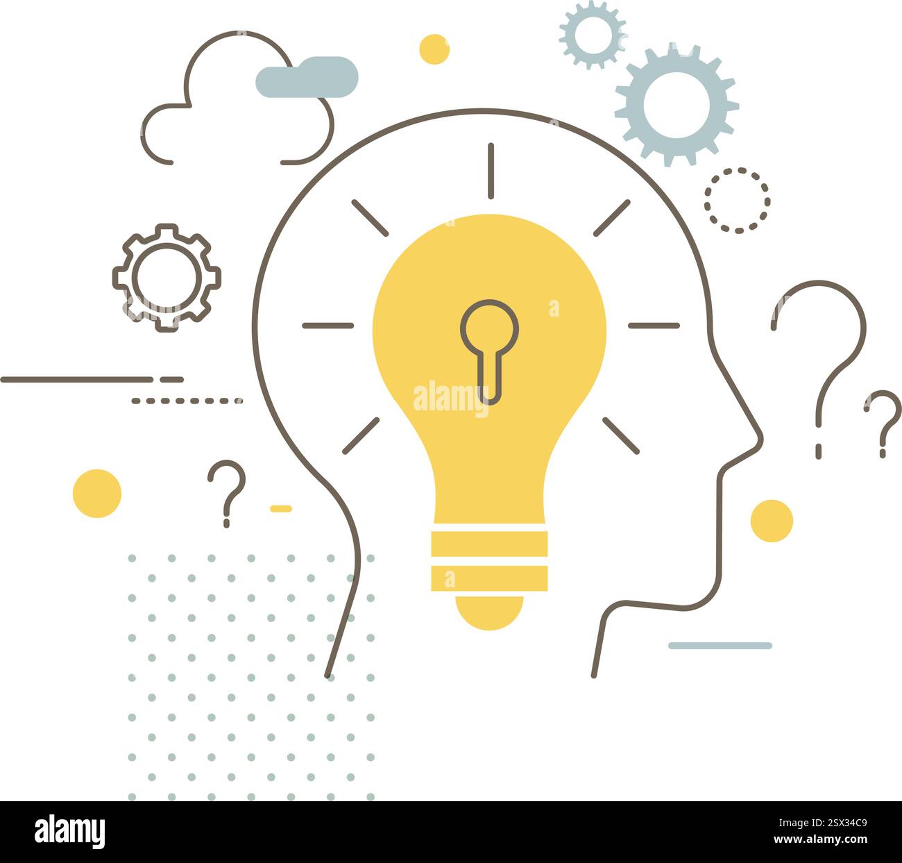 Unlock Ideas and Creative Potential with Curiosity - Stock Illustration ...