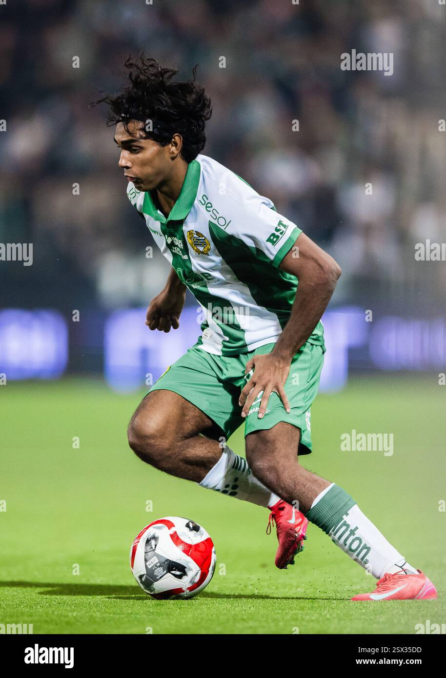 Stockholm, Sverige. 22nd Feb, 2025. 250222 Hammarbys Jonathan Karlsson ...