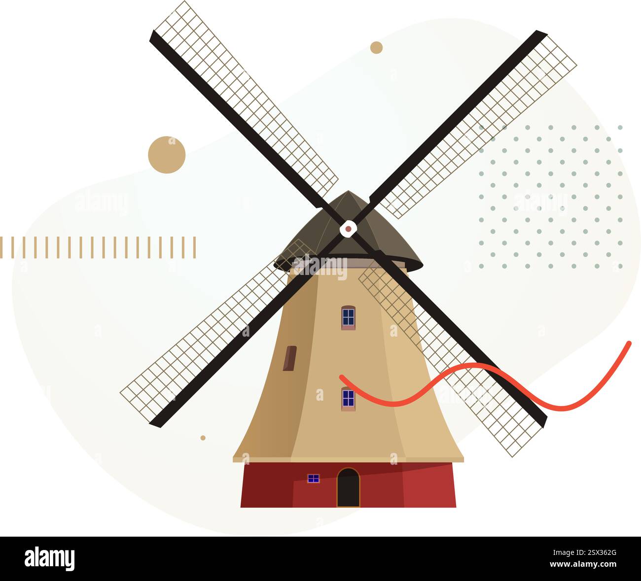 Traditional Dutch windmills - Stock Illustration as EPS 10 File Stock ...