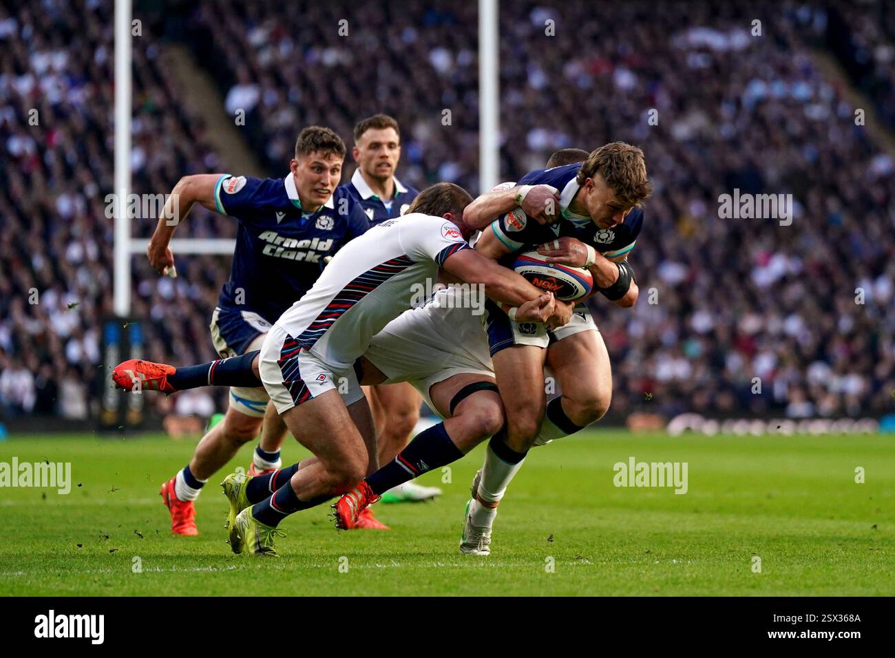 London, England. 22nd February, 2025. Scotland's Kyle Rowe during the ...