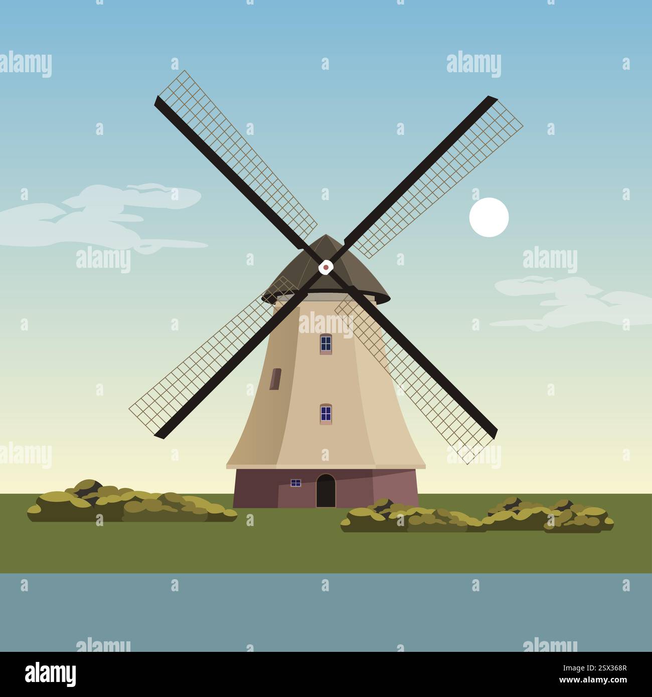 Traditional Dutch windmills - Stock Illustration as EPS 10 File Stock Vector Image & Art - Alamy