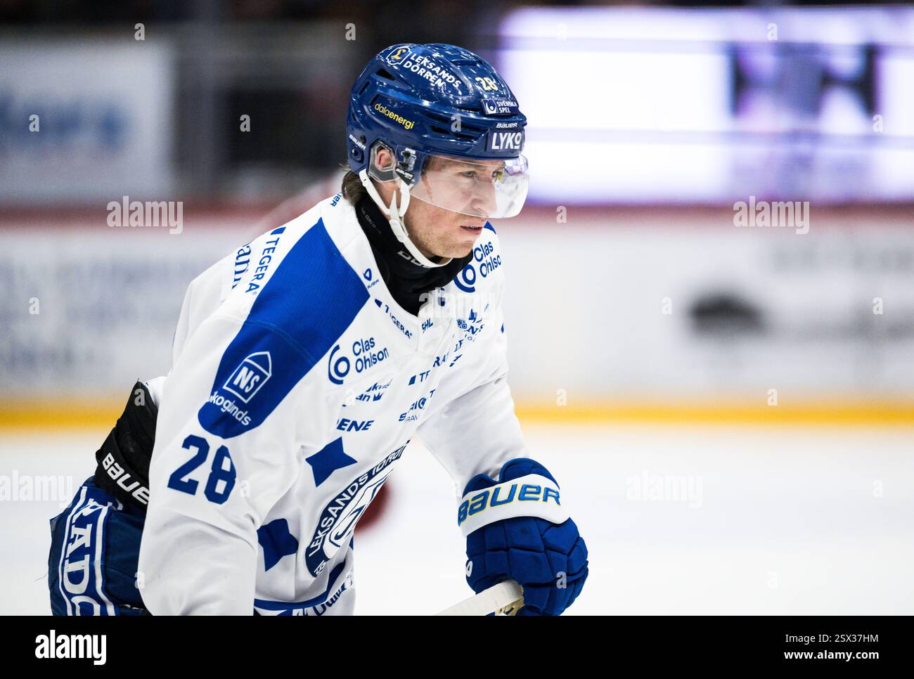 250222 Leksands Justin Glenn Kloos under ishockeymatchen i SHL mellan Timrå och Leksand den 22 ...