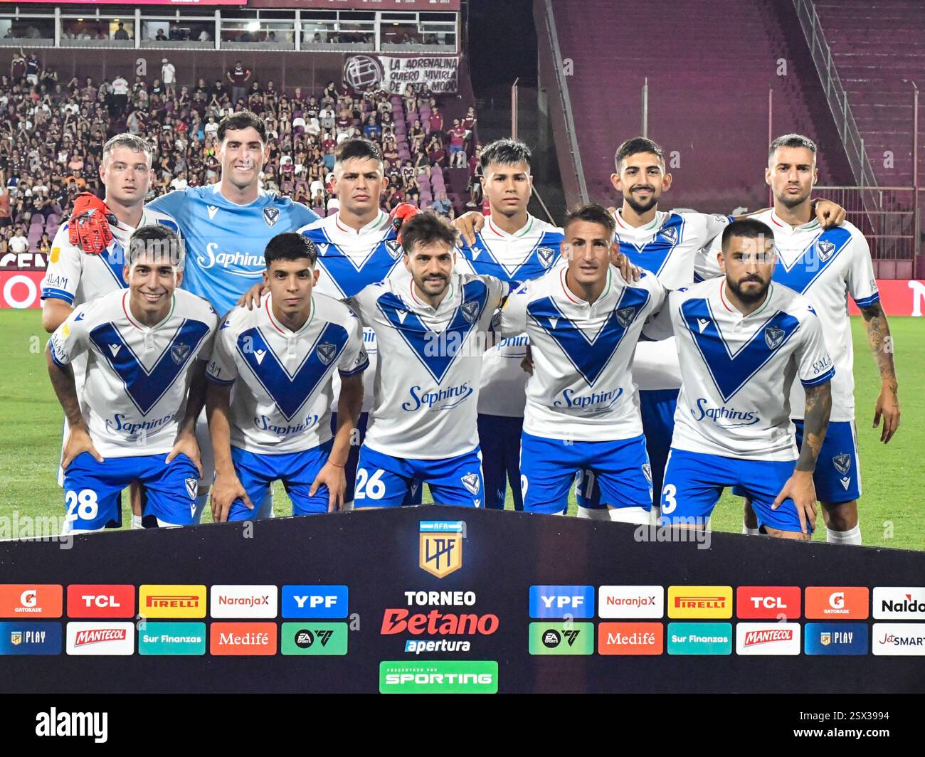 Buenos Aires, Argentina. February 21, 2025. Velez Sarsfeld Team in the 6th date AFA Liga ...