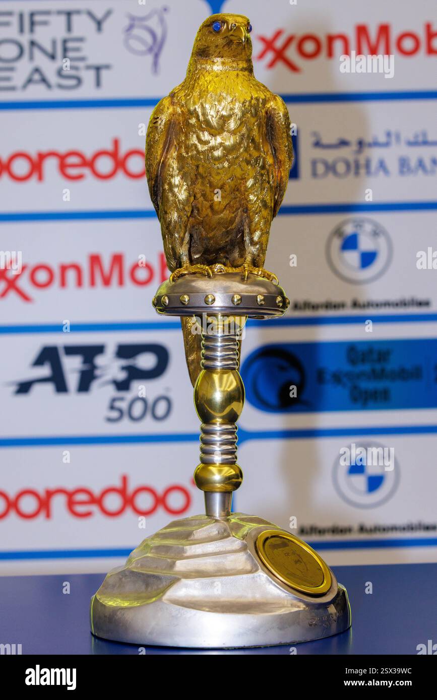 Doha, Qatar. 22nd Feb, 2025. The Qatar ExxonMobil Trophy during the ...