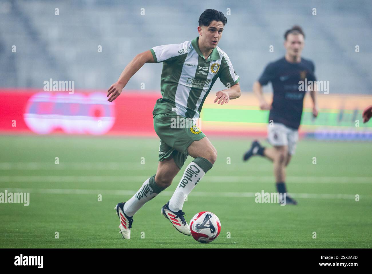 Stockholm, Sverige. 22nd Feb, 2025. 250222 Hammarbys Adrian Lahdo under ...