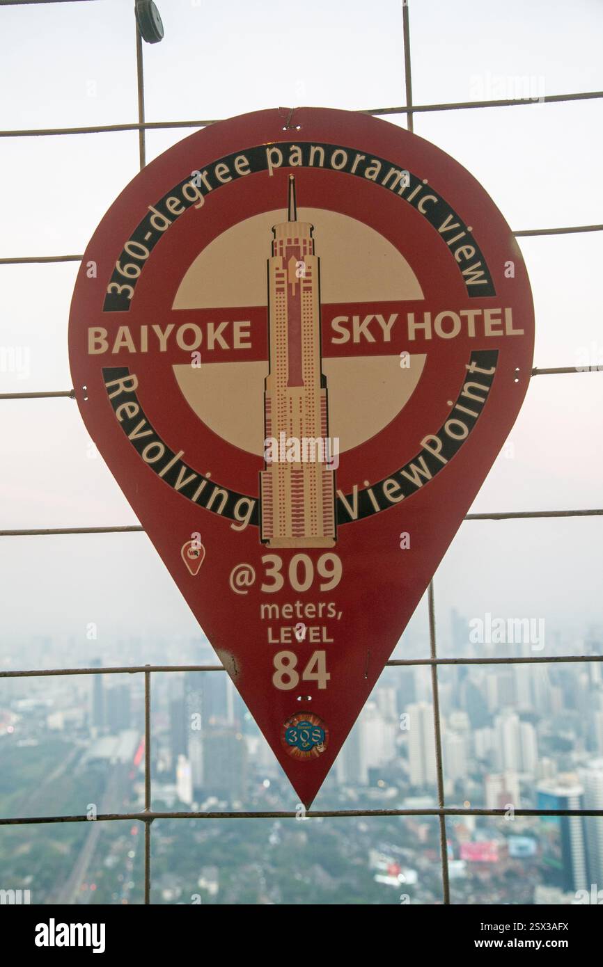 Bangkok, Thailand, February 11th 2025, a sign fixed to railings on the ...