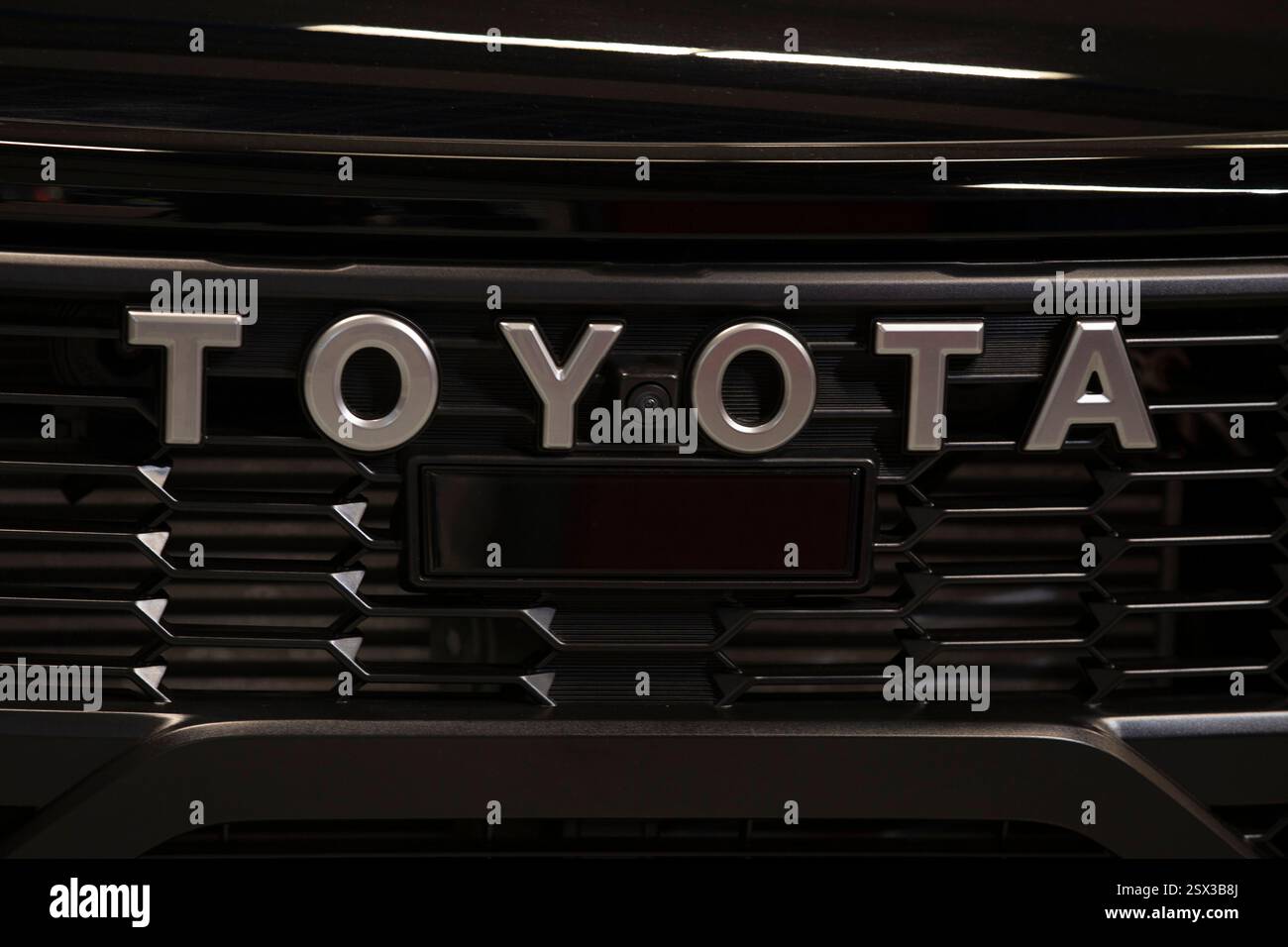 Sao Paulo, Brazil - july21 - 2023 - Close-up of the Toyota car brand ...