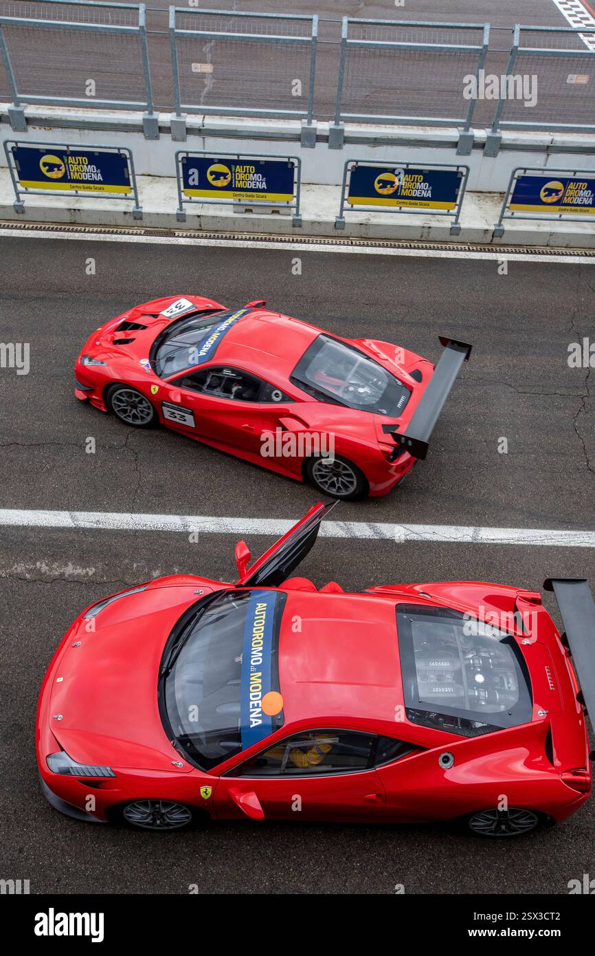 Modena, Italy - feb 27, 2023 - Detail of ferrari car on autodromo di ...