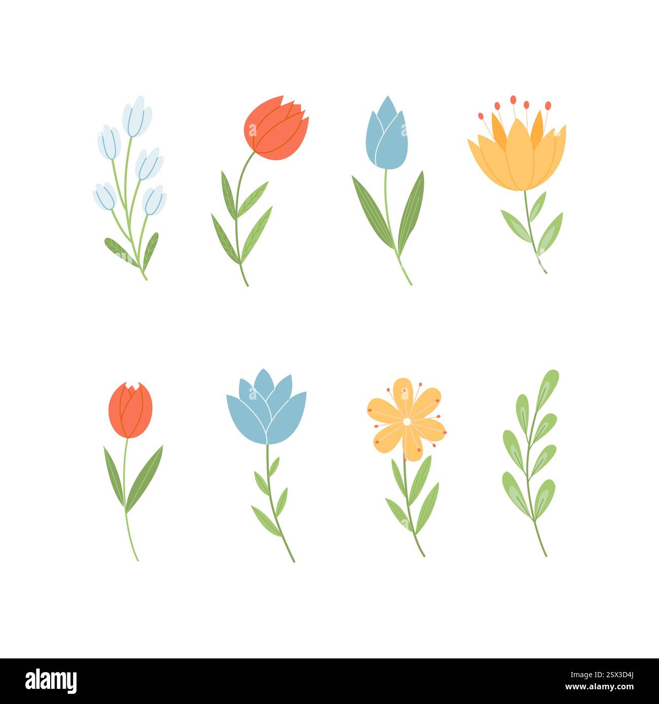 Collection of spring colorful flower elements vector. Set floral of ...