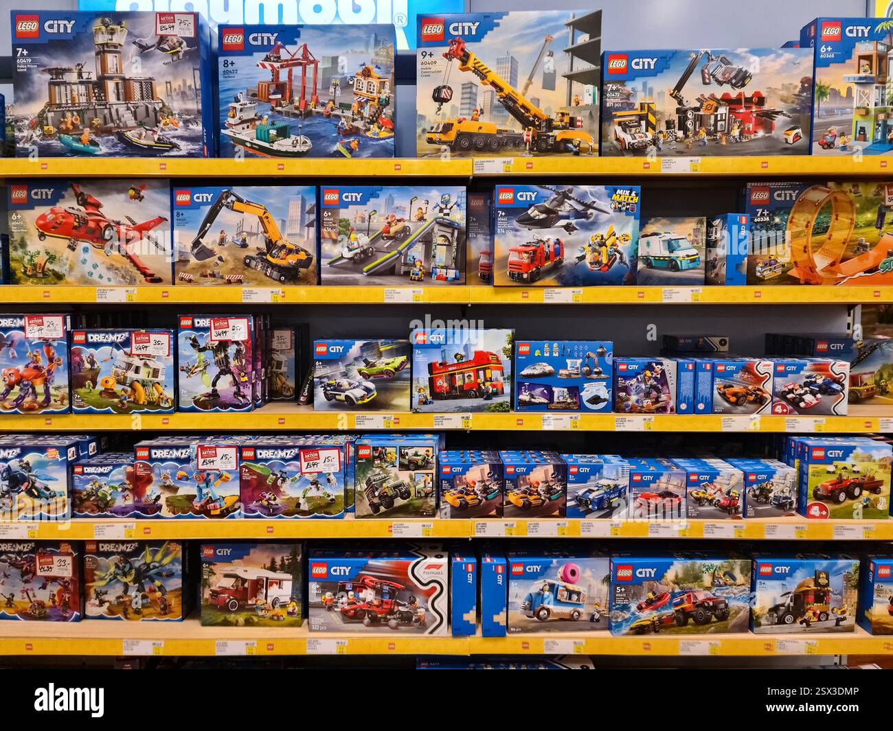 Kiel, 21. February 2025: Colorful Lego City and Lego Dreamzzz sets are ...