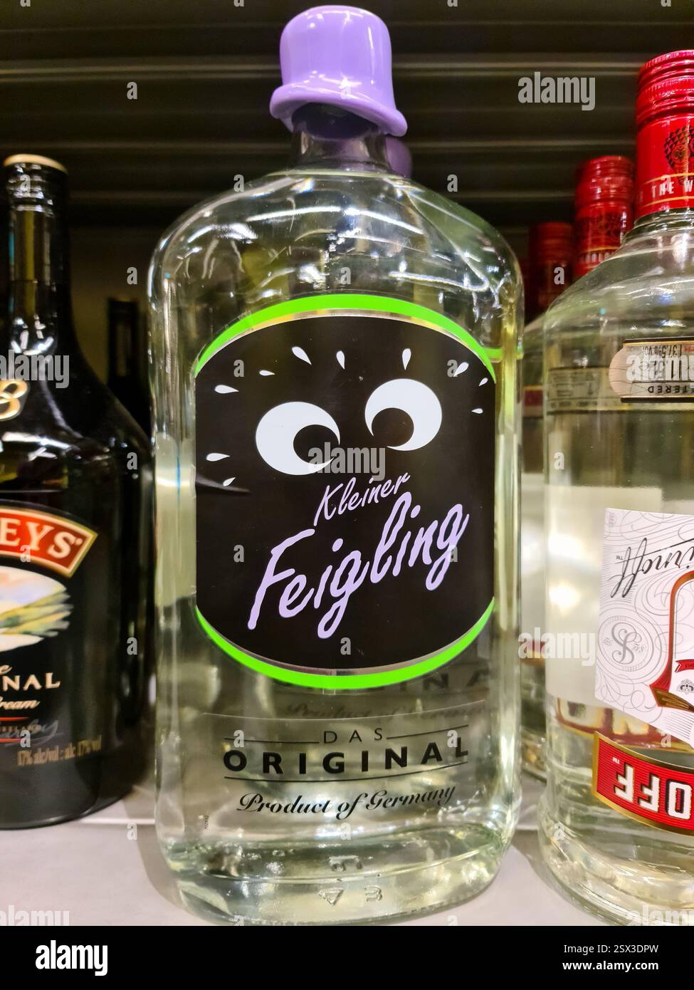 Kiel, 21. February 2025: Bottle of Kleiner Feigling, a German vodka ...