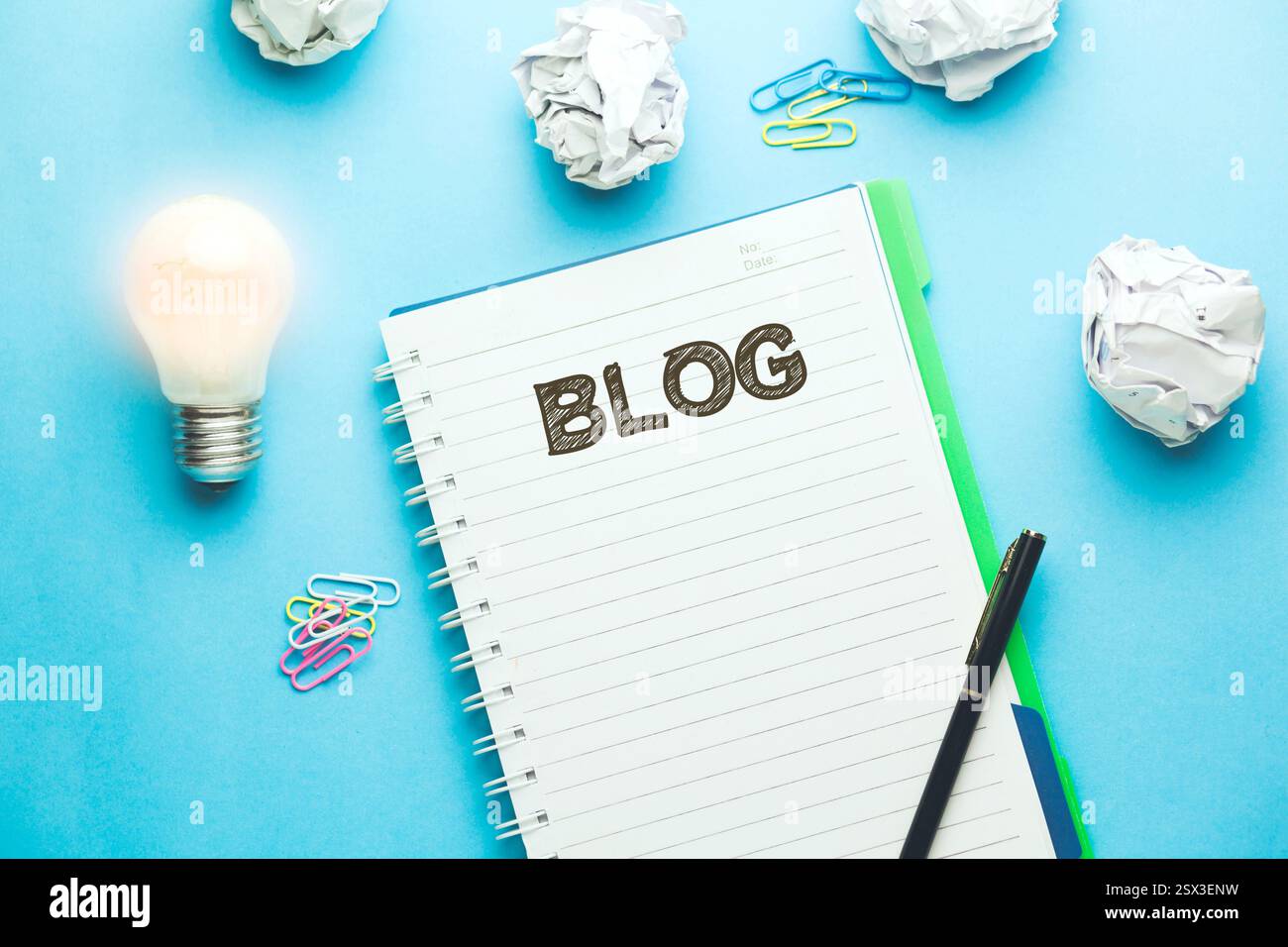 BLOG Text written on notebook page with idea Stock Photo - Alamy