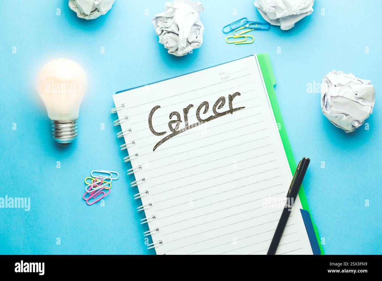 Career Text written on notebook page with idea Stock Photo - Alamy